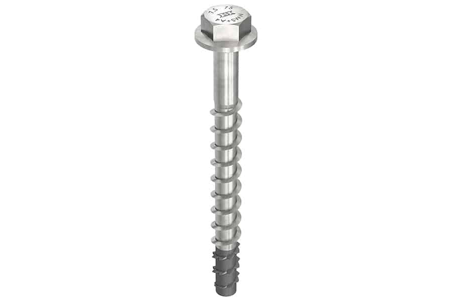 Screw anchors for mounting building components on stone and concrete