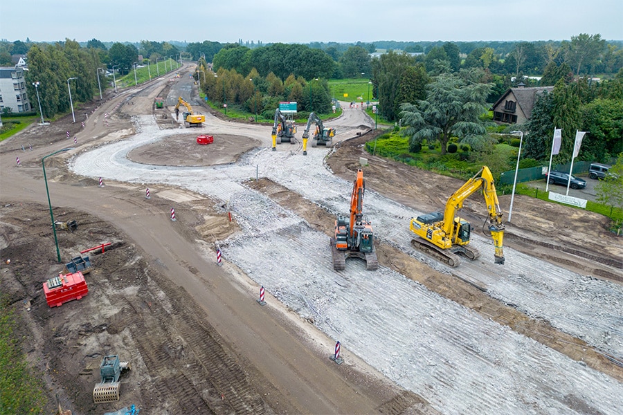 Efficiënt slopen van drie turborotondes in gewapend beton